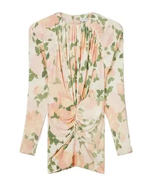 Stella McCartney Peony Print Long Sleeve Mini Dress - Pink