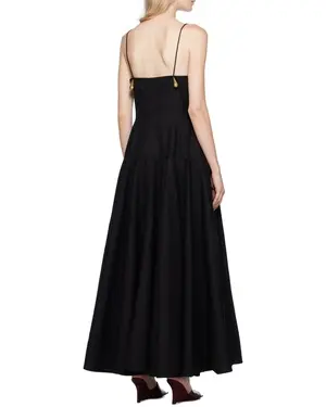 Bottega Veneta Long Cotton Dress With Metal Teardrop Details