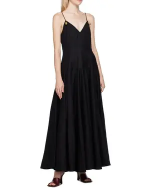 Bottega Veneta Long Cotton Dress With Metal Teardrop Details