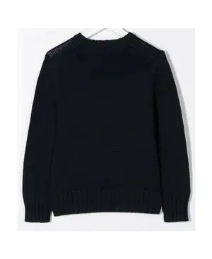 Polo Ralph Lauren Long Sleeve Crewneck Sweater With American Flag Detail - Black