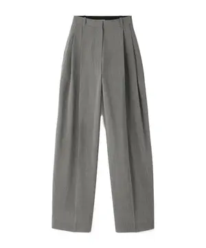 Jacquemus High Rise Pleated Wide Leg Trousers - Grey