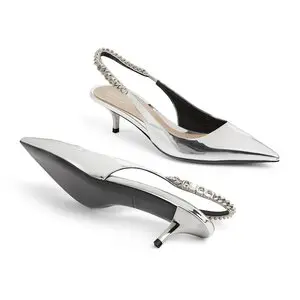 Gucci Metallic Slingback Pumps - Silver