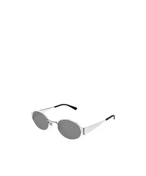 Gucci Monogrammed Oval-frame Sunglasses - Gray