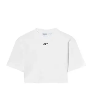 Off-White Off Stamp Ribbed" Cropped T-shirt - White