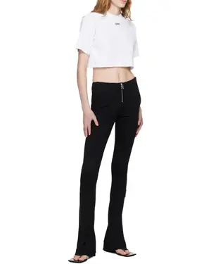 Off-White Off Stamp Ribbed" Cropped T-shirt - White