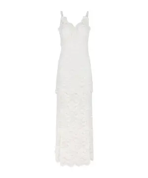 Sleeveless White Lace Maxi Dresses