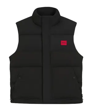 Hugo Boss Padded Gilet With Logo Badge - Black