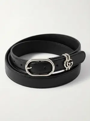 Gucci Belt With Oval Buckle And Double G Detail - Black