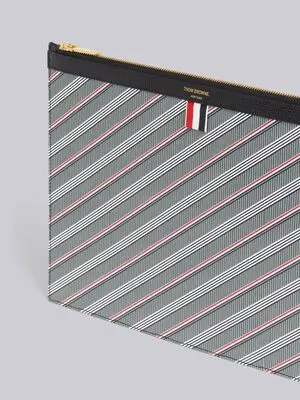 Thom Browne Striped Zip Document Clutch Bag