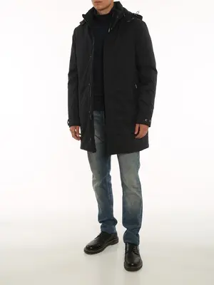 MOORER Technical Gabardine Coat With Detachable Hood
