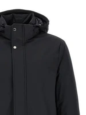 MOORER Technical Gabardine Coat With Detachable Hood