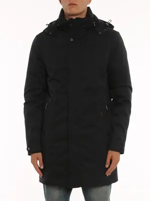 MOORER Technical Gabardine Coat With Detachable Hood