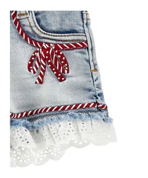 Monnalisa Sangallo Lace Trimmed Denim Shorts