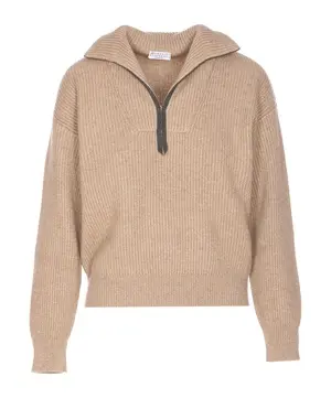 Brunello Cucinelli Ribbed Half-zip Sweater