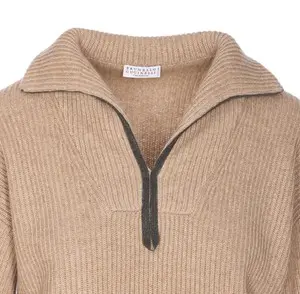 Brunello Cucinelli Ribbed Half-zip Sweater