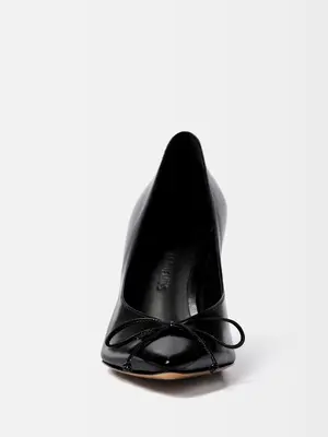 Jacquemus 80mm Bow-detail Pointed-toe Heeled Pumps - Black