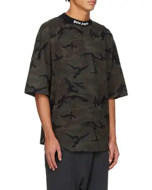 Palm Angels Camouflage Printed Crewneck T-shirt - Black