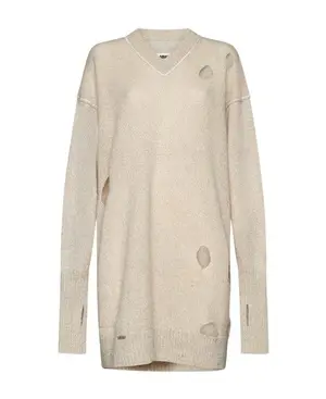 MAISON MARGIELA Distressed V-neck Sweater Dress