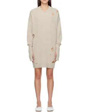 MAISON MARGIELA Distressed V-neck Sweater Dress