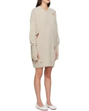 MAISON MARGIELA Distressed V-neck Sweater Dress