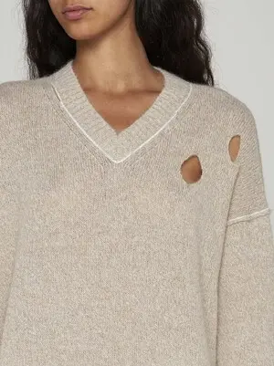 MAISON MARGIELA Distressed V-neck Sweater Dress