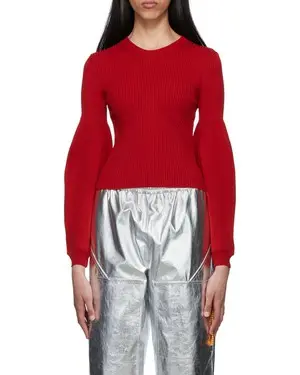 Stella McCartney Ribbed Juliet Sleeve Sweater - Red