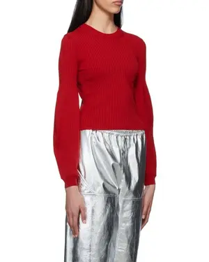 Stella McCartney Ribbed Juliet Sleeve Sweater - Red