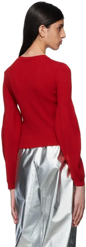 Stella McCartney Ribbed Juliet Sleeve Sweater - Red