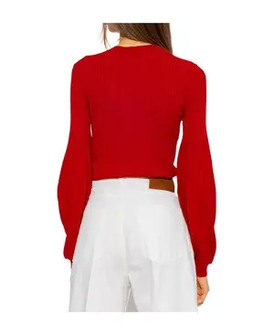 Stella McCartney Ribbed Juliet Sleeve Sweater - Red