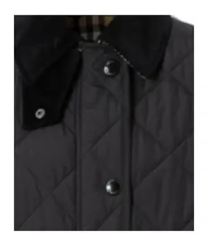 Burberry Long-sleeved Diamond Quilted Jacket With Corduroy Collar - Black