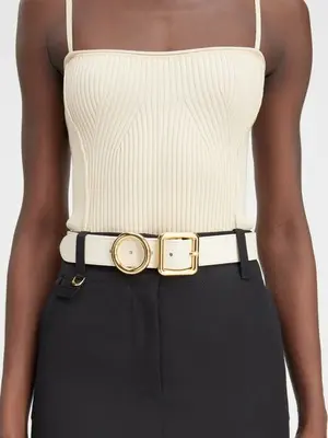 Jacquemus Geometric Buckle Leather Belt - Light Ivory