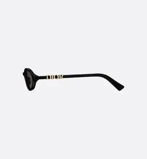 Dior Full Rim Oval Sunglasses With Gold Tone Embellishments - Black