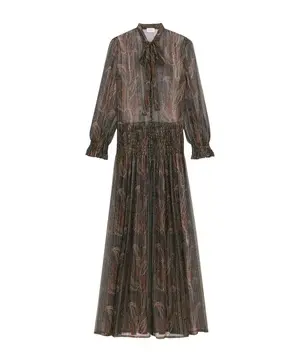 Saint Laurent Long-sleeved Dress With Bow Tie - Multi-color