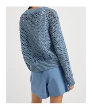Brunello Cucinelli V-neck Mesh Knit Jumper
