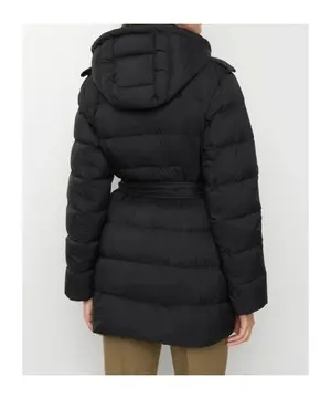 Burberry Short Hooded Puffer Coat With B-belt - Black