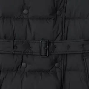 Burberry Short Hooded Puffer Coat With B-belt - Black