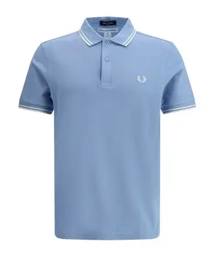 Comme Des Garçons X Fred Perry Text-printed Polo Shirt - Blue