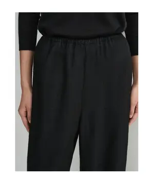 TOTEME Monogram Flannel Straight Leg Trousers - Black