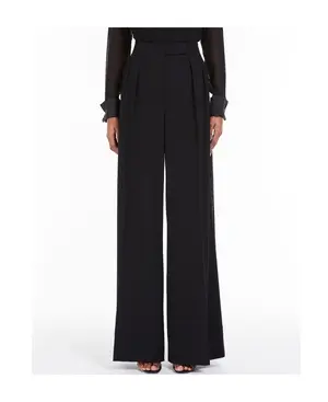 Max Mara High-waist Wide-leg Pleated Trousers - Black