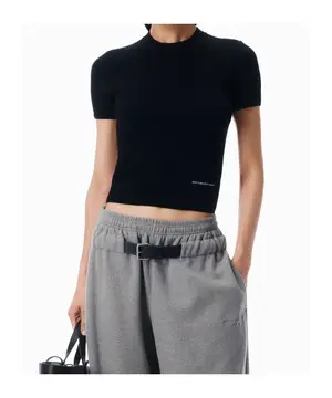 Alexander Wang Logo Patch Crewneck Knitted T-shirt - Black