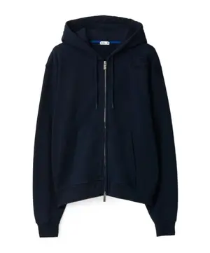 Burberry Ekd Motif Zip-up Hoodie - Navy Blue