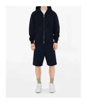 Burberry Ekd Motif Zip-up Hoodie - Navy Blue