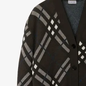 Burberry Checked V-neck Buttoned Cardigan