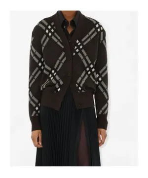 Burberry Checked V-neck Buttoned Cardigan