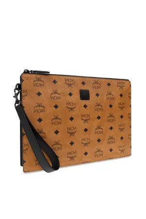 Mcm Monogrammed Leather Wristlet