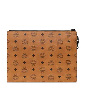 Mcm Monogrammed Leather Wristlet