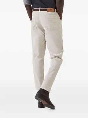 Brunello Cucinelli Logo Patch Straight-leg Trousers - White