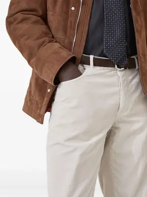 Brunello Cucinelli Logo Patch Straight-leg Trousers - White