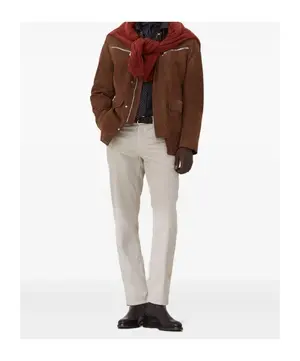 Brunello Cucinelli Logo Patch Straight-leg Trousers - White