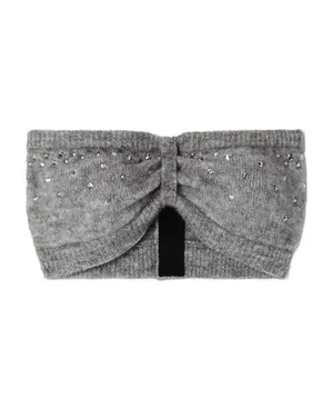 Alessandra Rich Embellished Knitted Tube Top - Gray